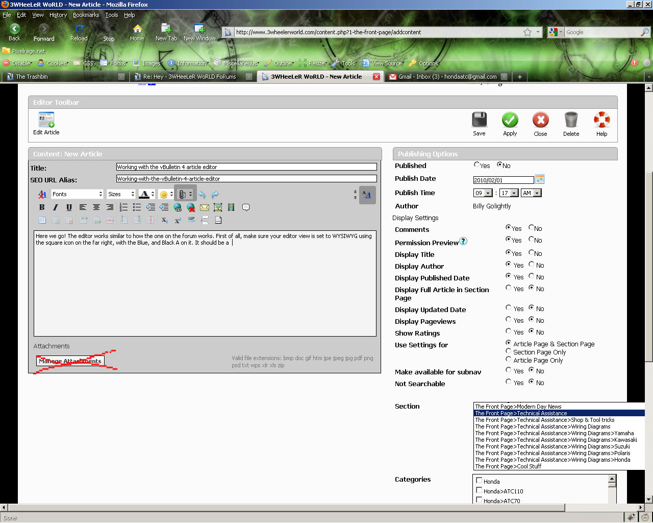 3wheeler World How To Use The 3ww Article Editing System