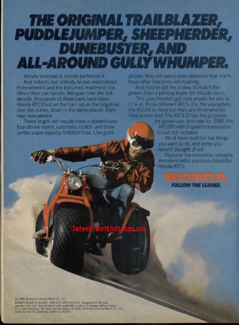 THRee WHeeLeR WoRLD 1980 Honda Ads PaGe 1